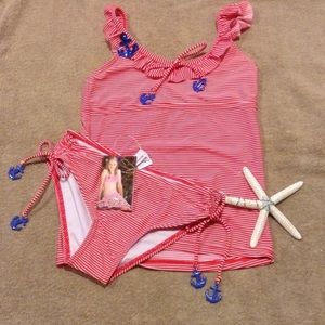 2Chillies | Swim | Redwhite Striped Tankini Swimsuit Set | Poshmark